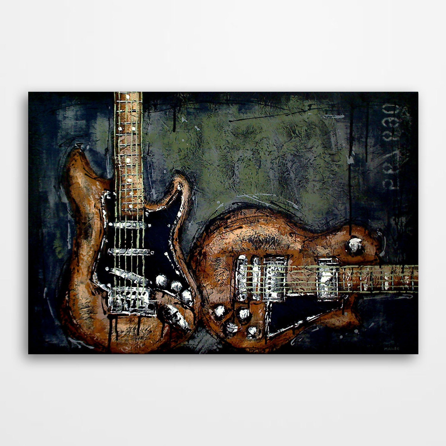 Guitar painting Music art Electric guitar art Gift for a