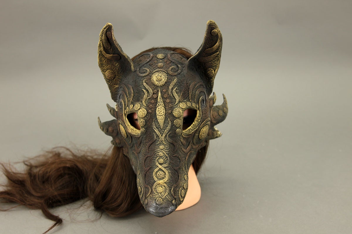 Fantasy Wolf Animal Mask Creature OOAK Handmade Unique style