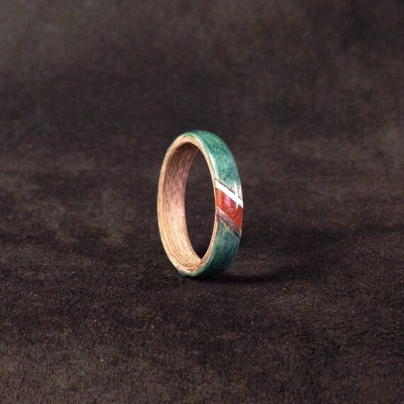 Oak Lined Turquoise Dyed Flame Maple by ReuelZavalaDesigns on Etsy