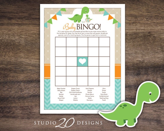 Instant Download Dinosaur Baby Shower Bingo Game Printable