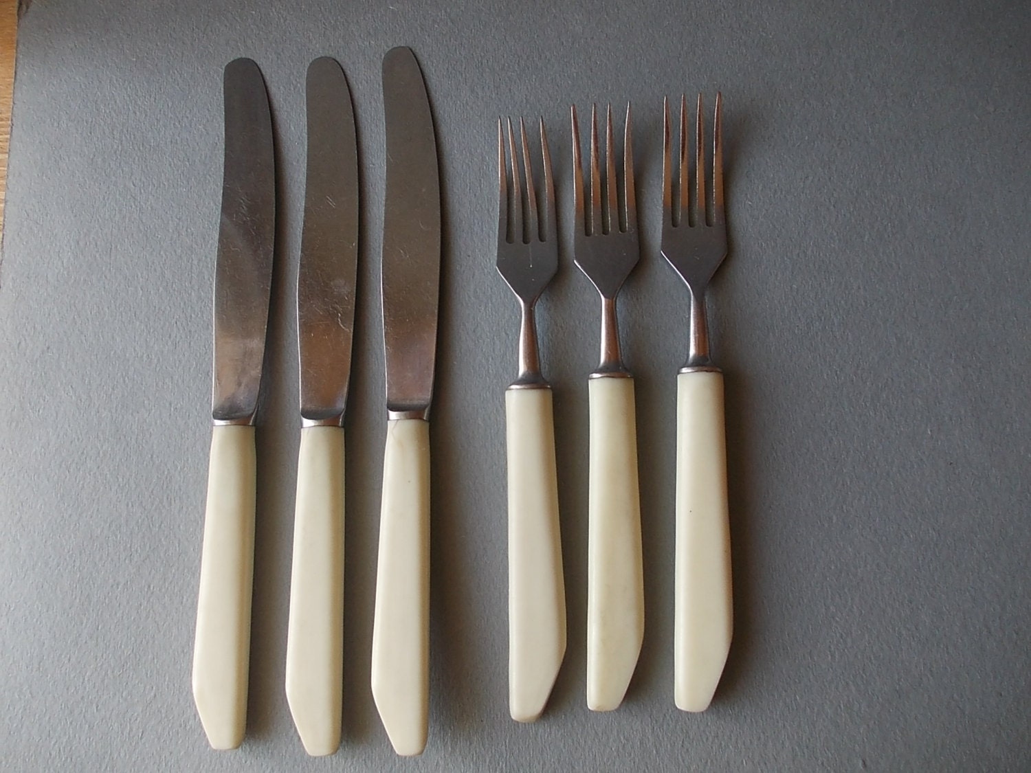Bakelite Flatware set / Vintage USSR Set of 3 knifes and 3 forks ...