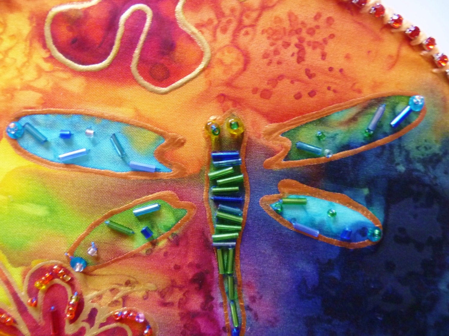 Silk Wall Hanging Hand Painted Silk Painting Dragonfly Home