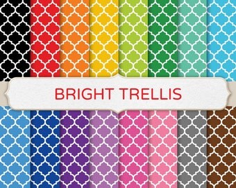 Rainbow Trellis Digital Paper - Printable Moroccan Tile Pattern ...
