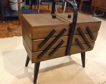 Vintage Sewing Box on legs with handle
