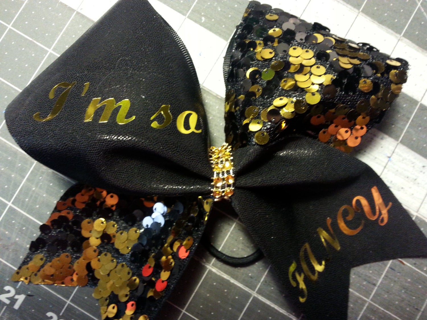 I'm so FANCY Cheer Bow w/ BLING center by by BlingItOnCheerBowz