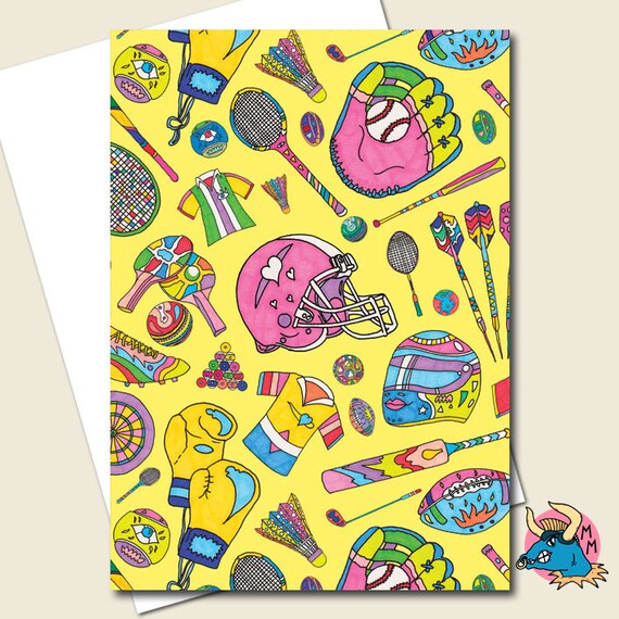 Sports Greetings Card. Sports Birthday Card. Sports Card.