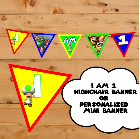 Items similar to I am 1 highchair banner, super mario brothers banner ...