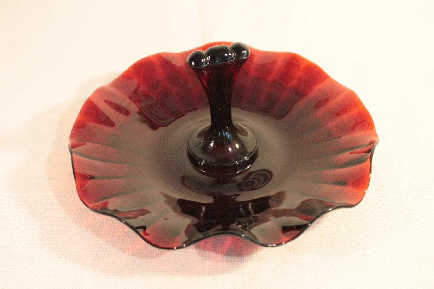 Ruby Tidbit Tray – Hocking Glass, Pattern #108- 1930’s – Haute Juice