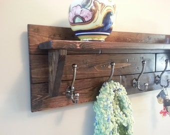 Rustic wood coat racks bookcases and home by CoastalOakDesigns