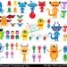Monsters Set Clipart Digital Clip Art Graphics Personal