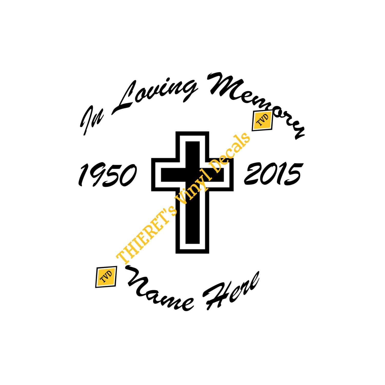 Custom In Loving Memory decal cross outline