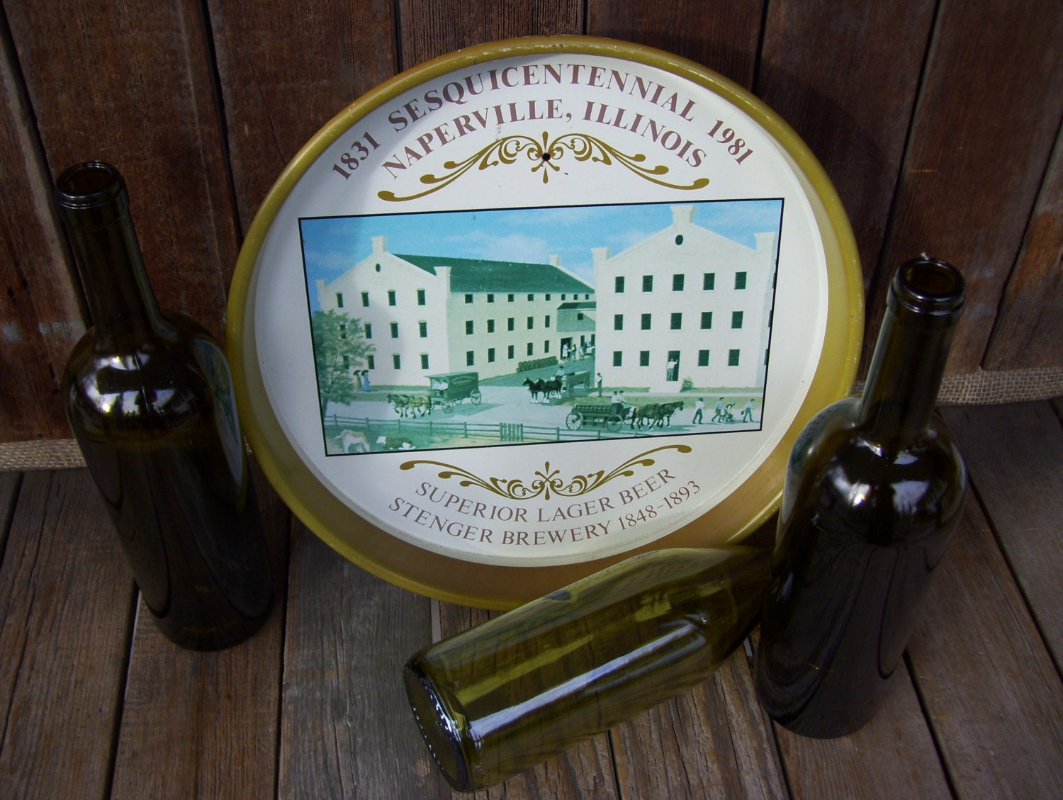 Rare Beer Tin Tray Naperville IL Ale Serving Tray Stenger Brewery ...