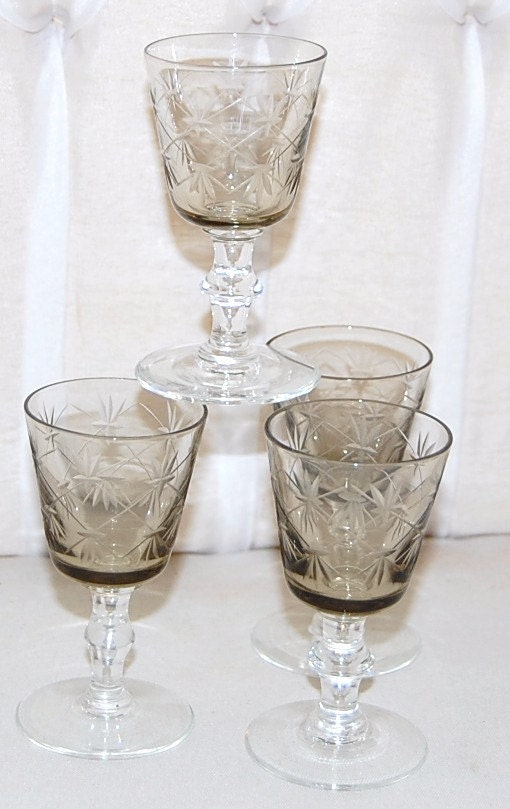 Liquor Smoky Topaz Glass set of 4 Deep Cut – Haute Juice