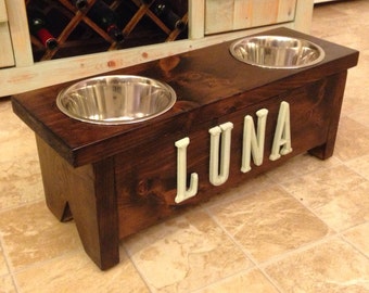 Rustic dog feeder | Etsy