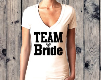6 Team Bride shirts v-neck + 1 "Bride" shirt womens fit bridesmaids ...