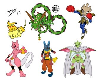 Pokemon Z **Presale** Dragon Ball Z Pokemon Crossover Hat Pin Set