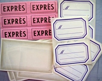 FRENCH Mailing LABELS Vintage 6 of each