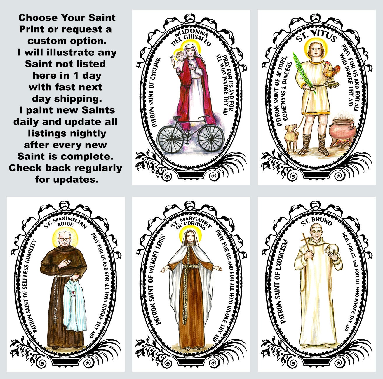 11x17 Patron Saint Art Print Hundreds to by TouchedByTheSaints