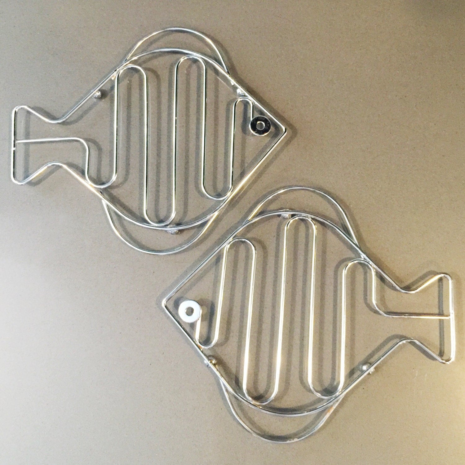 two vintage mid century chrome fish trivets – Haute Juice
