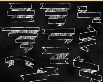 Chalkboard Banner Clipart - Ribbons Digital Clipart – Chalkboard ...