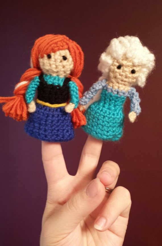 Frozen Anna and Elsa Crochet Finger Puppets by TinyButMightyHearts