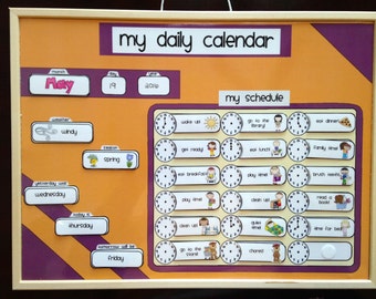Daily Kids Magnet Calendar Schedule Activity & Chore Chart