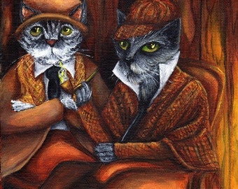 Literary Cat Art Portraits of Cats Wearing Clothes by TaraFlyArt
