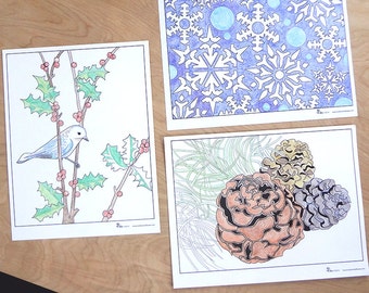 Winter coloring page | Etsy