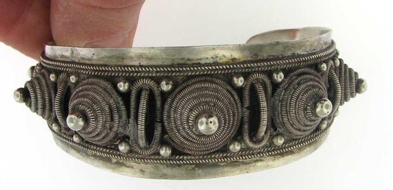 Impressive Sterling Silver Bangle Bracelet from French