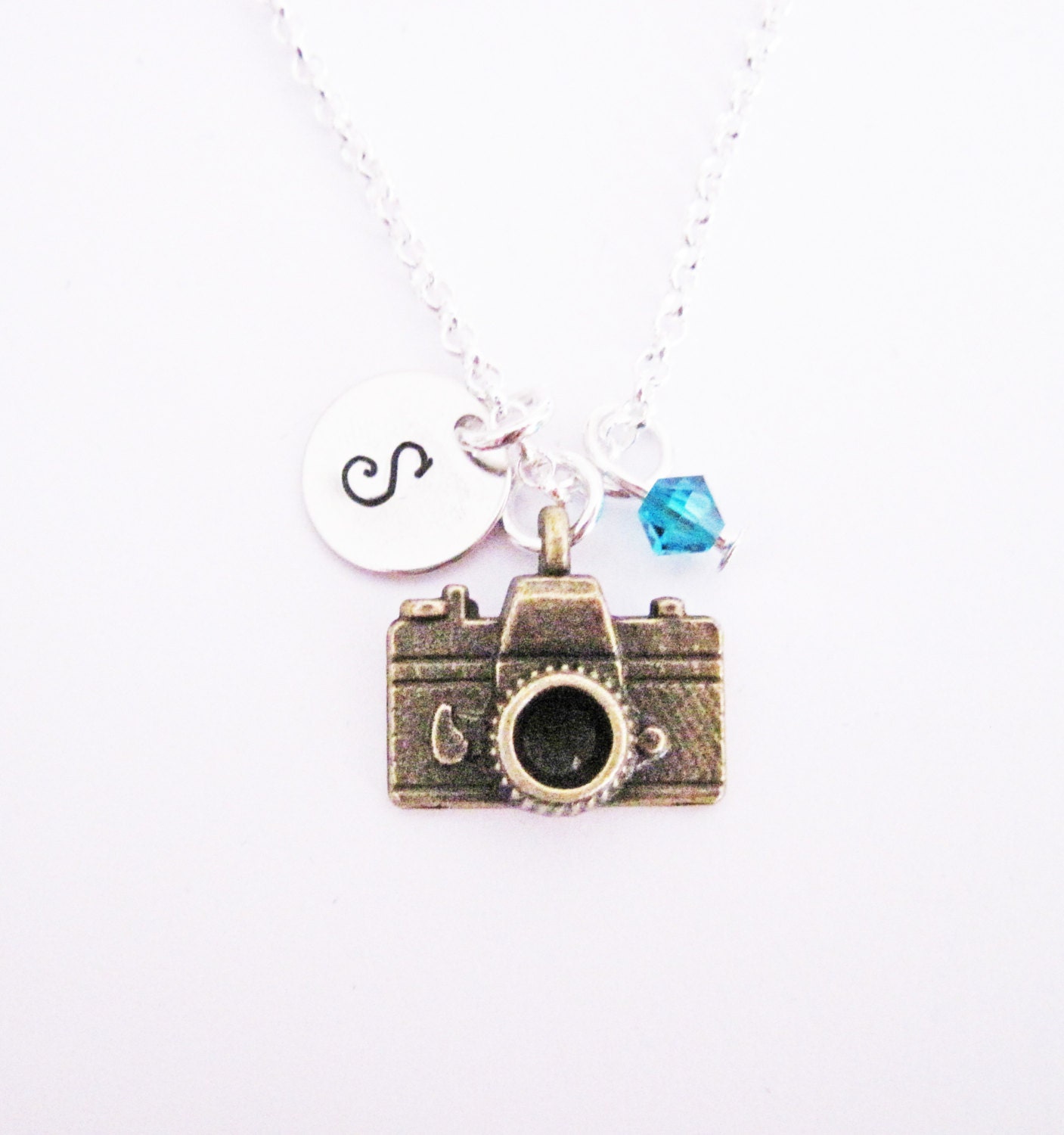Personalized Camera Necklace Photographer Gift Birthstone