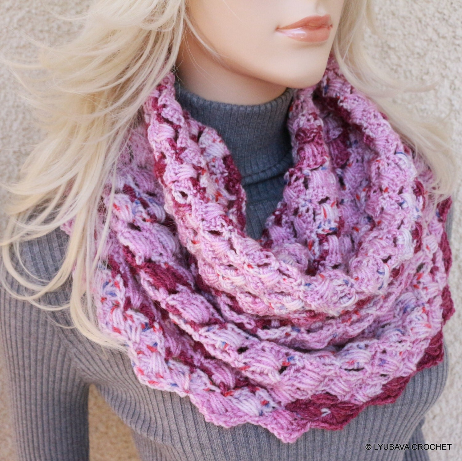 Crochet Cowl Pattern Lilac Cowl Scarf Womens T Diy Crafts Circle