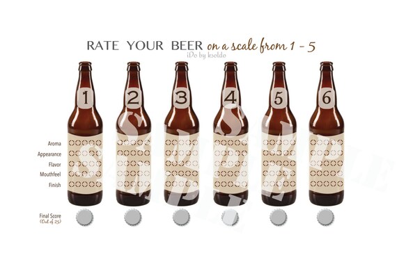 Rate Your Beer - 6 Beer Bottle Tasting - Rating Sheet - Score Card for ...