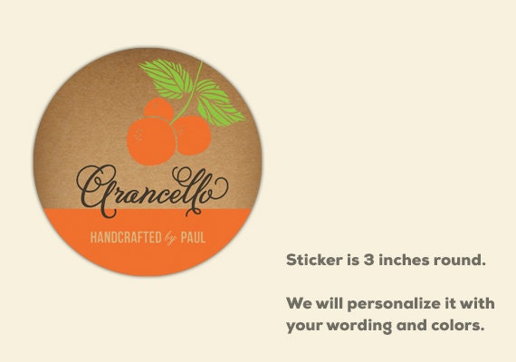 Items similar to Arancello Labels, Orangecello, 3 inch Round, Orange ...
