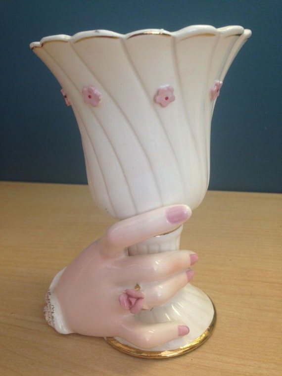 NAPCOWARE HAND VASE Lady's Hand Holding Goblet with