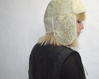 Genuine leather cap black and brown leather hat leather by BeFur