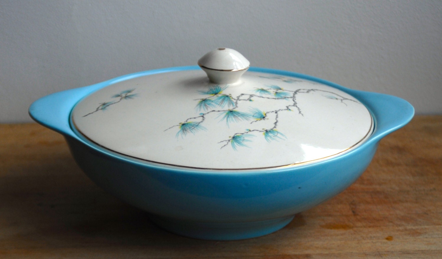 Vintage J & G Meakin Tureen/Casserole/ Serving Dish, Blue Floral Design ...