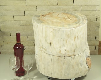 White Stump Table Side End Sofa Table scandinavian style Wooden Stump ...