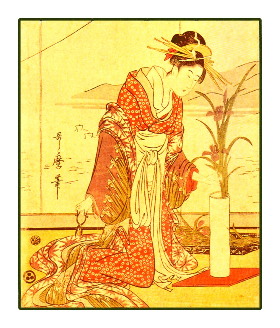 Japanese painting Ancient Japanese art Flower arrangement.