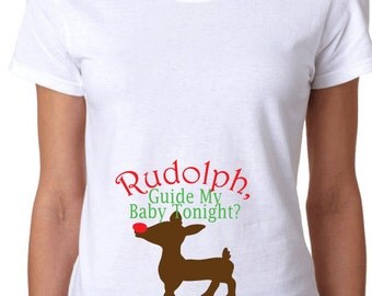 Rudolph Maternity Shirt, Womens Cute Christmas Pregnancy Tshirt ...
