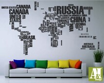 Popular items for world map words on Etsy