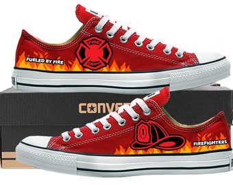 Hand Painted Converse Low. Firefighters, Fire Station, Fire Depot ...