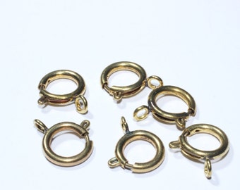 17mm Spring Ring Clasps 6 Raw Brass Round Spring Ring Clasps