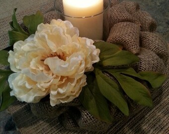 Burlap Centerpiece, Natural Burlap Centerpiece, Floral Centerpiece ...