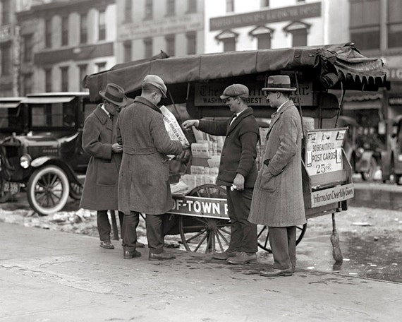 City Newspaper Stand 1925. Vintage Photo Digital by HistoryPhoto