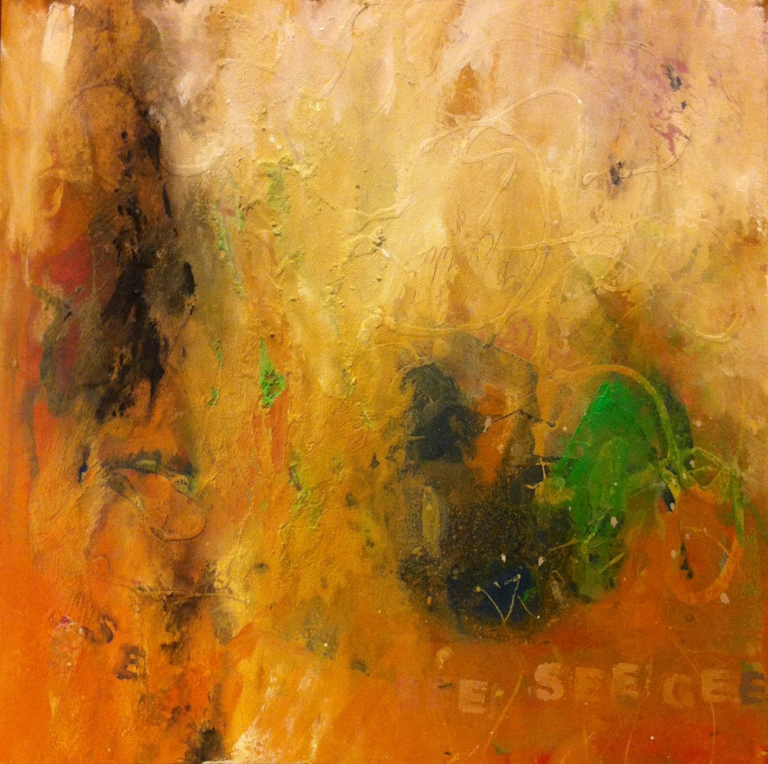 Orange Abstract Acrylic Painting Original Art Abstract
