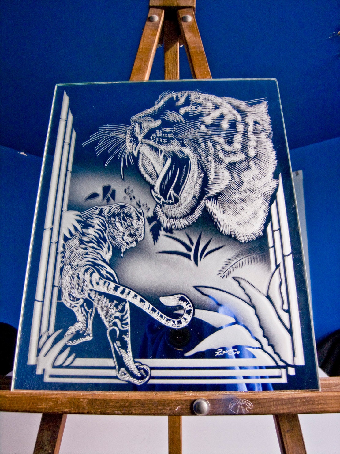 Tiger Etched Mirror