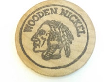 Vintage Indian head wooden nickel from 1955