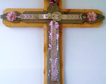42" Tall x 22" Wide Decorative Wood Layered Western Cowboy Cross - Free ...