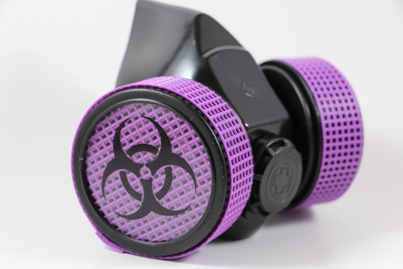 Items similar to Purple Biohazard Gas Mask, Cyberpunk, Cybergoth, Rave ...