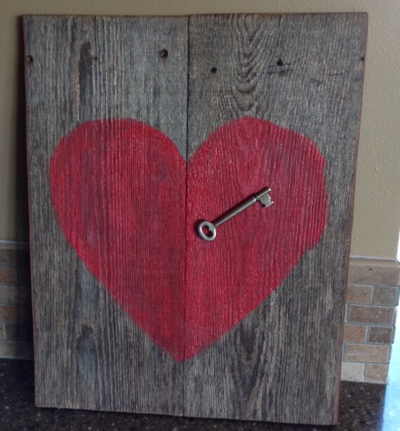 Key to My Heart Rustic Valentine Wall Hanging by BaxaTreasures